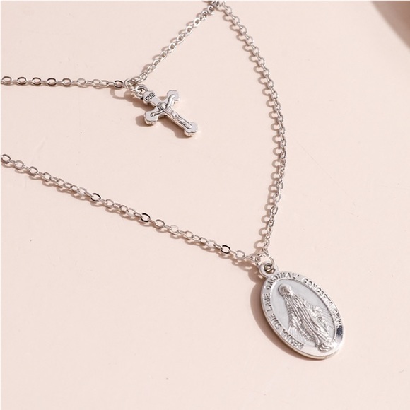 Jewelry | Beautiful Silver Mother Mary Double Chain And Pendant | Poshmark